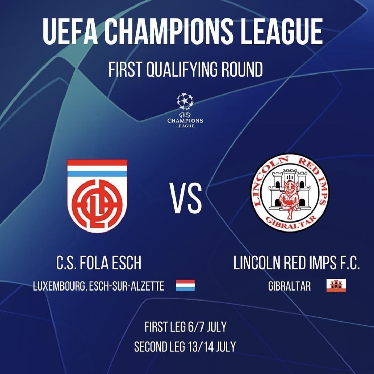 CS Fola - Uefa Champions League - CS Fola Esch vs Lincoln Red Imps